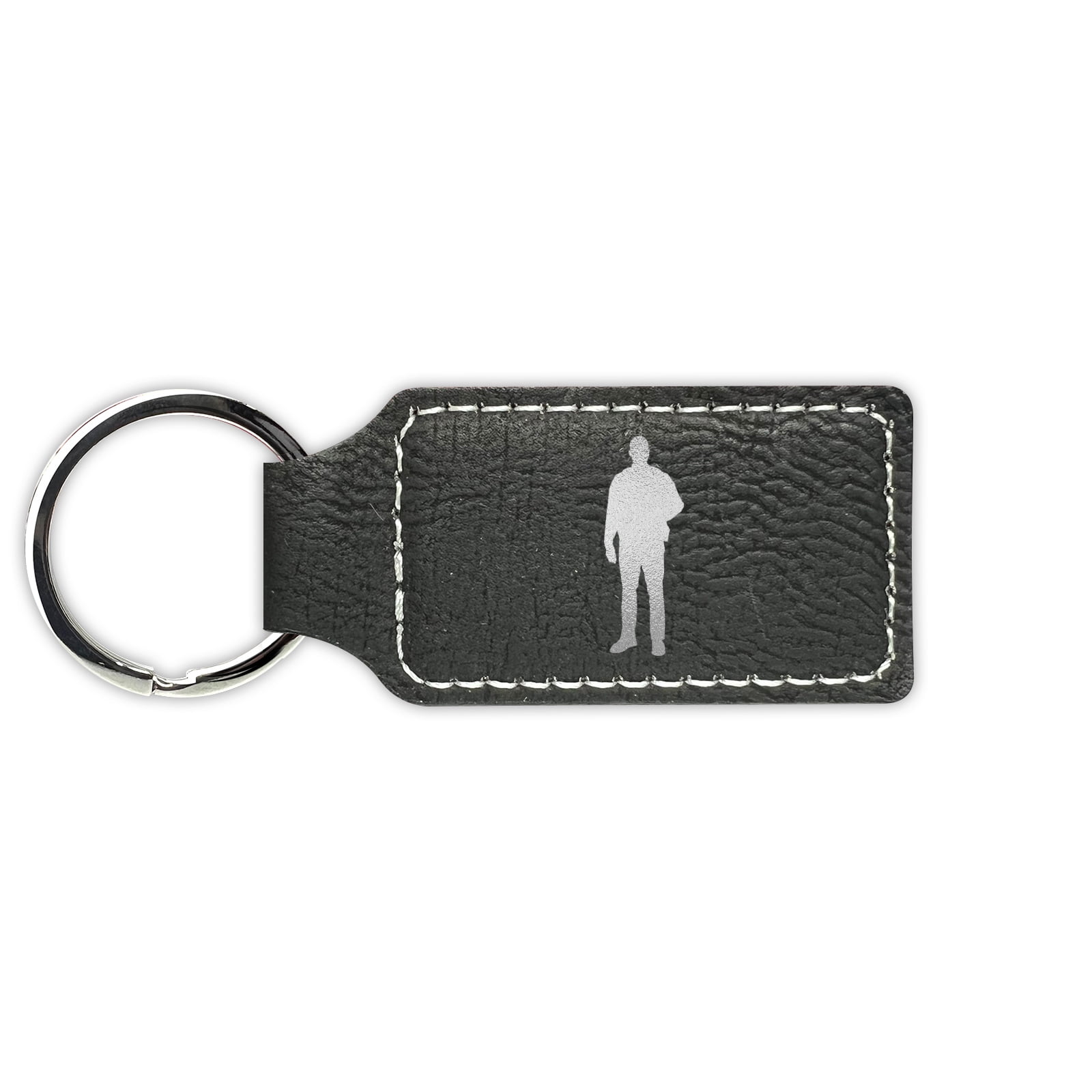 Policeman Keychain Leatherette Rectangle - Laser Engraved - Many Colors ...