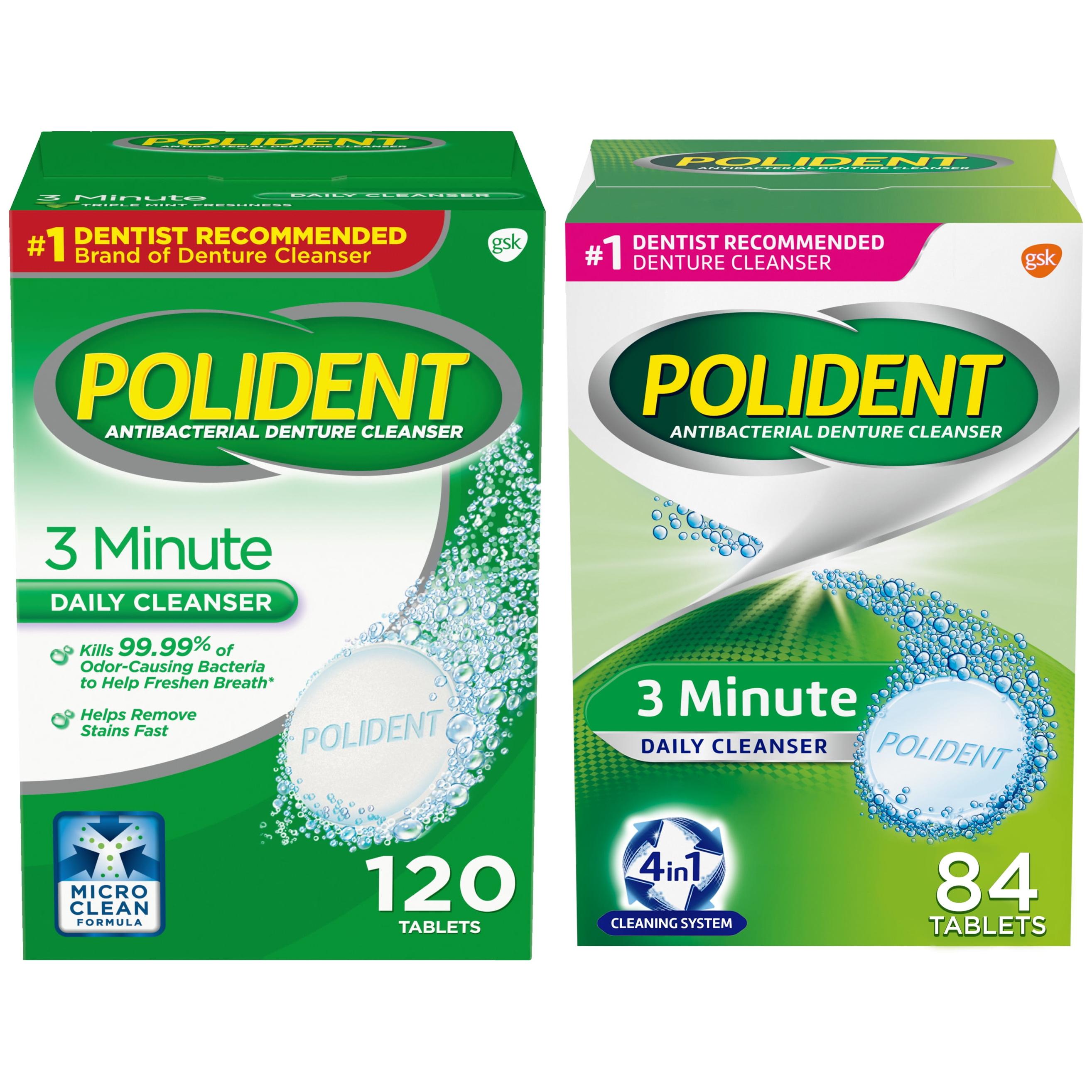 Polident 3 Minute Denture Cleansing Tablet Bundle, 204 Count - Walmart.com