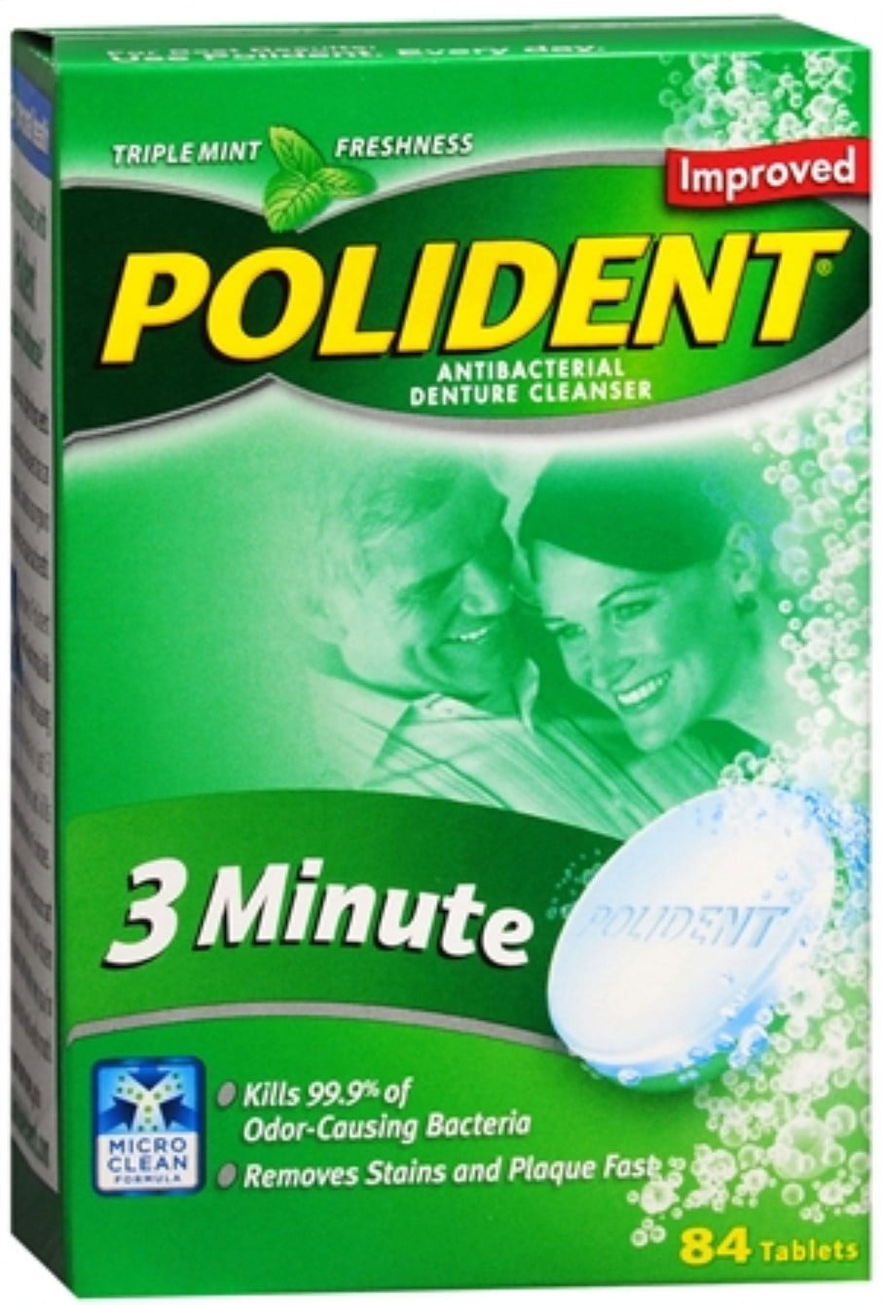 Polident 3 Minute Tablets 84 Tablets (Pack of 3) - Walmart.com