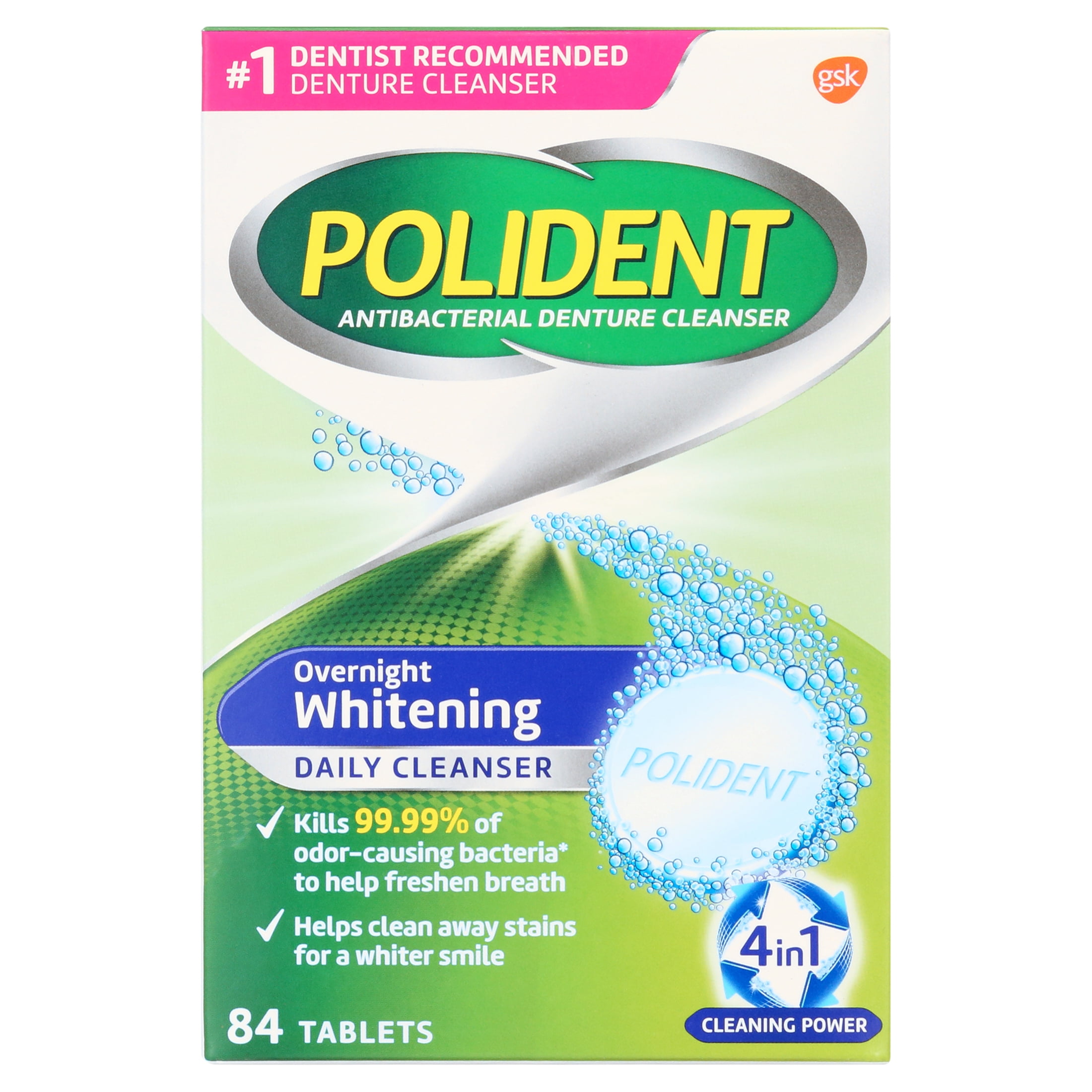 Polident Overnight Whitening Denture Cleanser Tablets - 84 Count, for ...