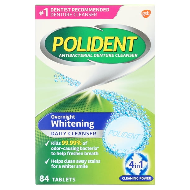 Polident Overnight Whitening Denture Cleanser Tablets - 84 Count, for ...