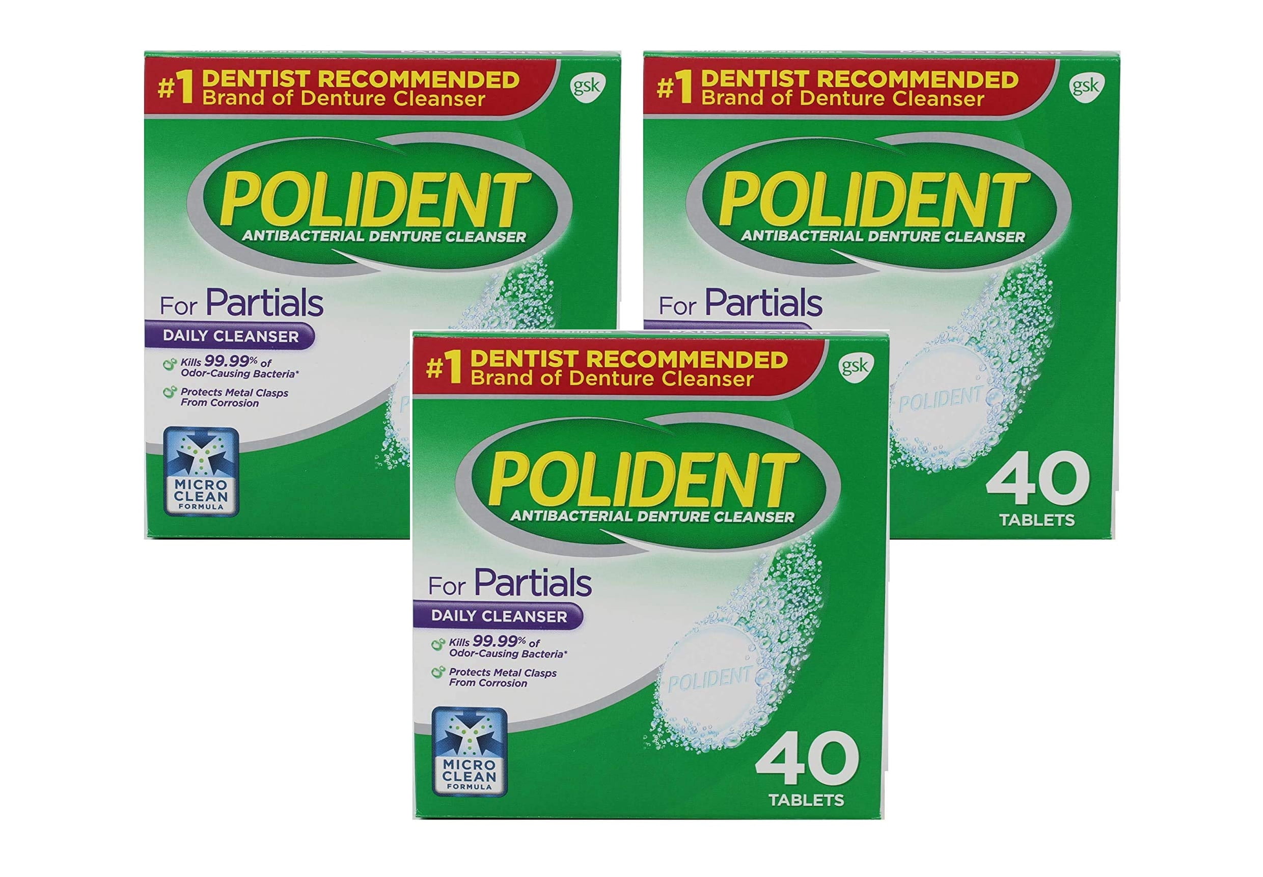 Polident Polident Partials Denture Cleanser, 40 Count, 3 Pack - Walmart.com