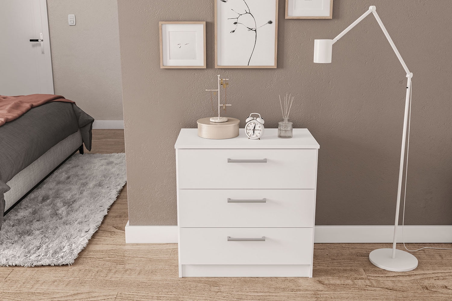 Polifurniture Juliette Modern 3 Drawer Wood Dresser, White - Walmart.com