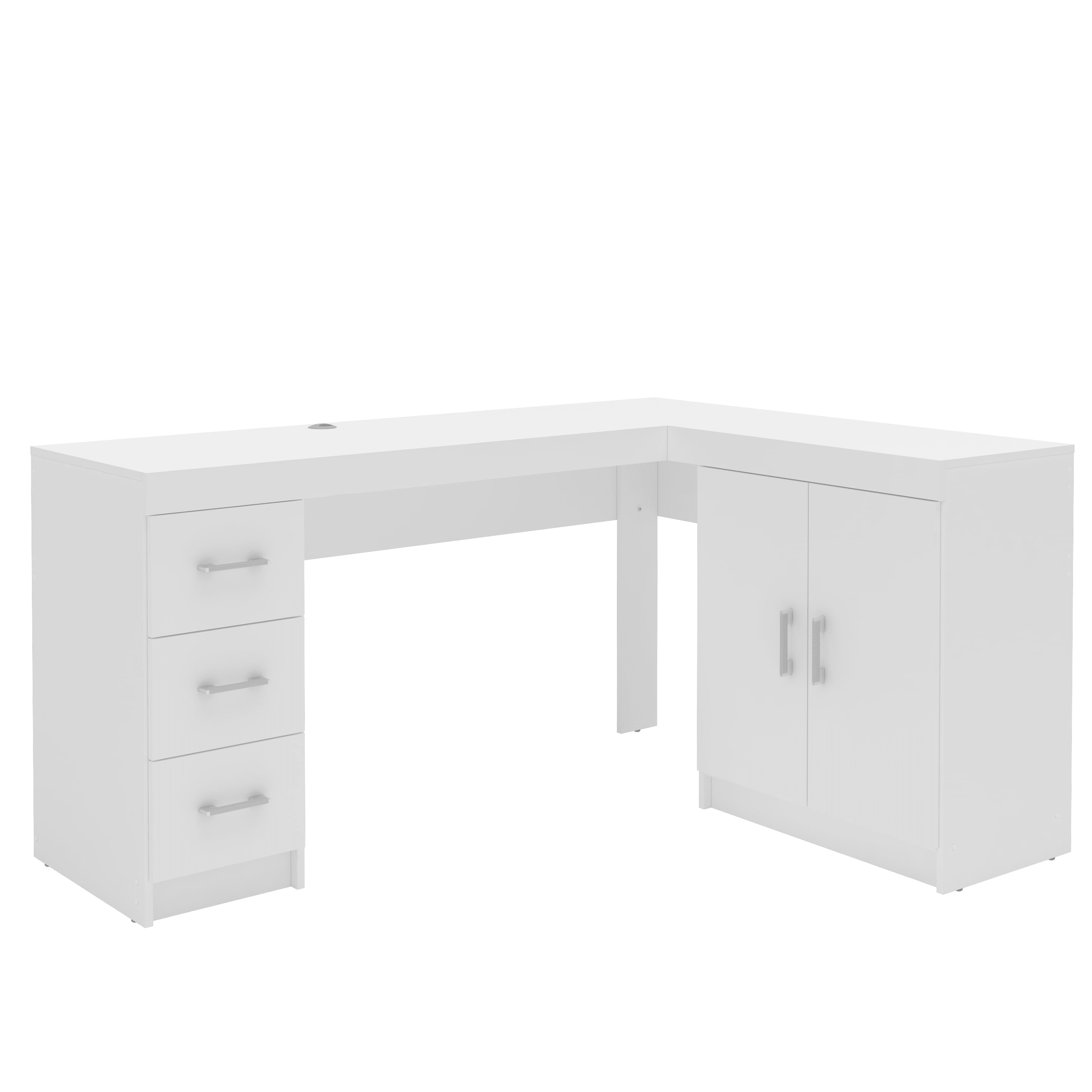 Polifurniture Mayne L-Shaped Computer Desk with 3 Drawers and Storage ...
