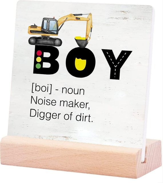 Polilike Construction Nursery Table Sign Construction Truck Boy ...