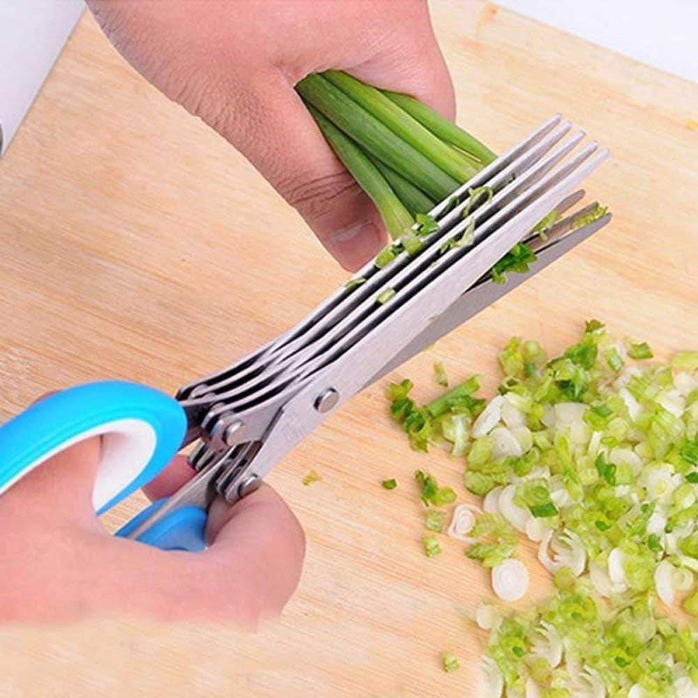 Polimera 5 Blade Vegetable Stainless Steel Herbs Scissor Multifunctional 5 blade scissor cutter ...