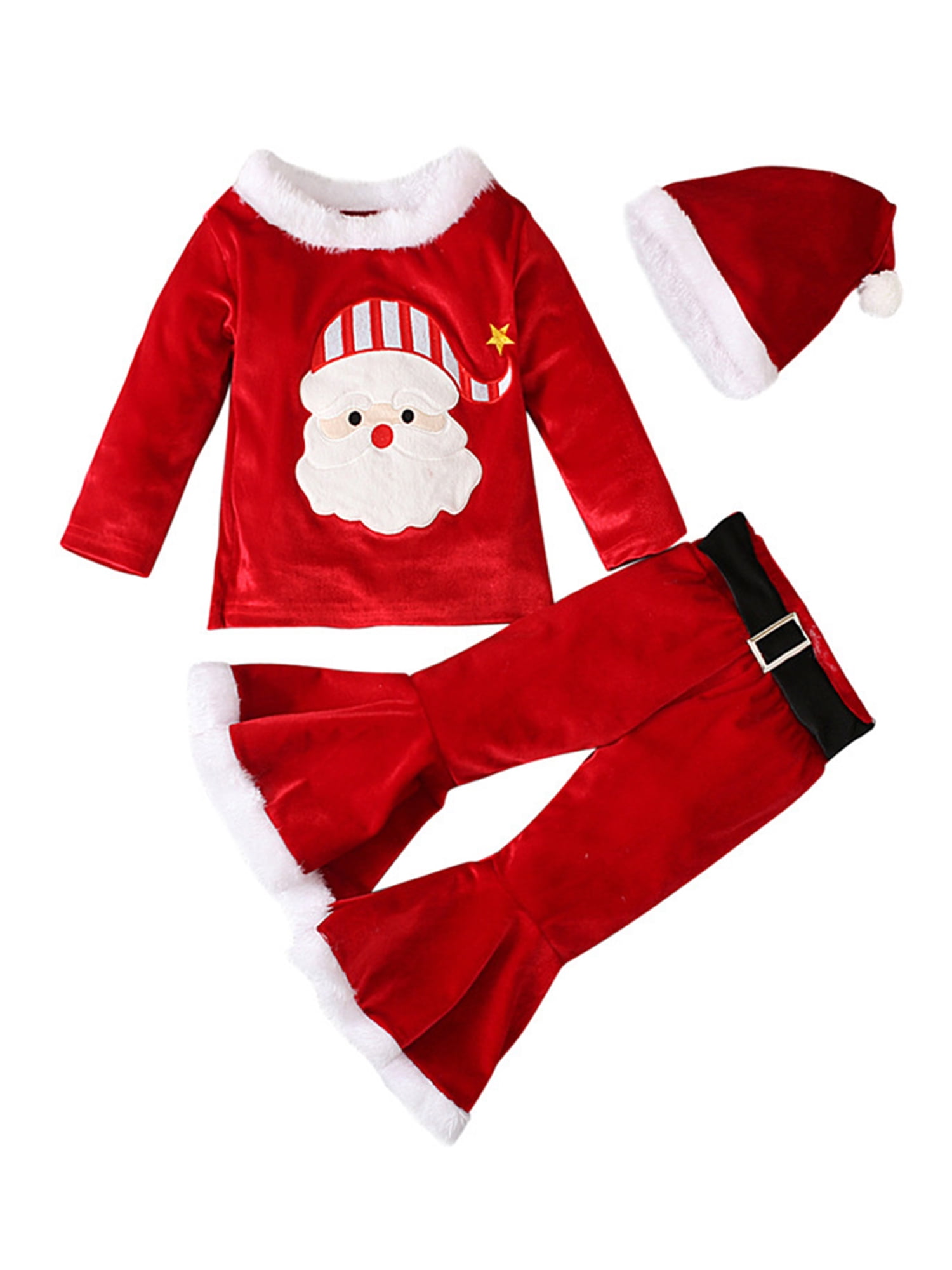 Polinkety Christmas Red Flared Pants Outfits for Kids Girls, Santa ...