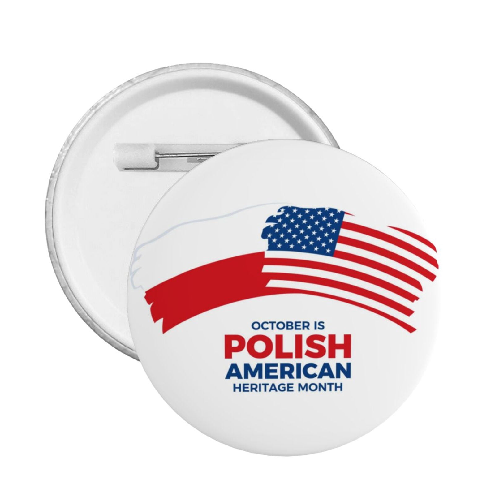 Polish American Heritage Month Pin Button Badge, Personalised Button ...