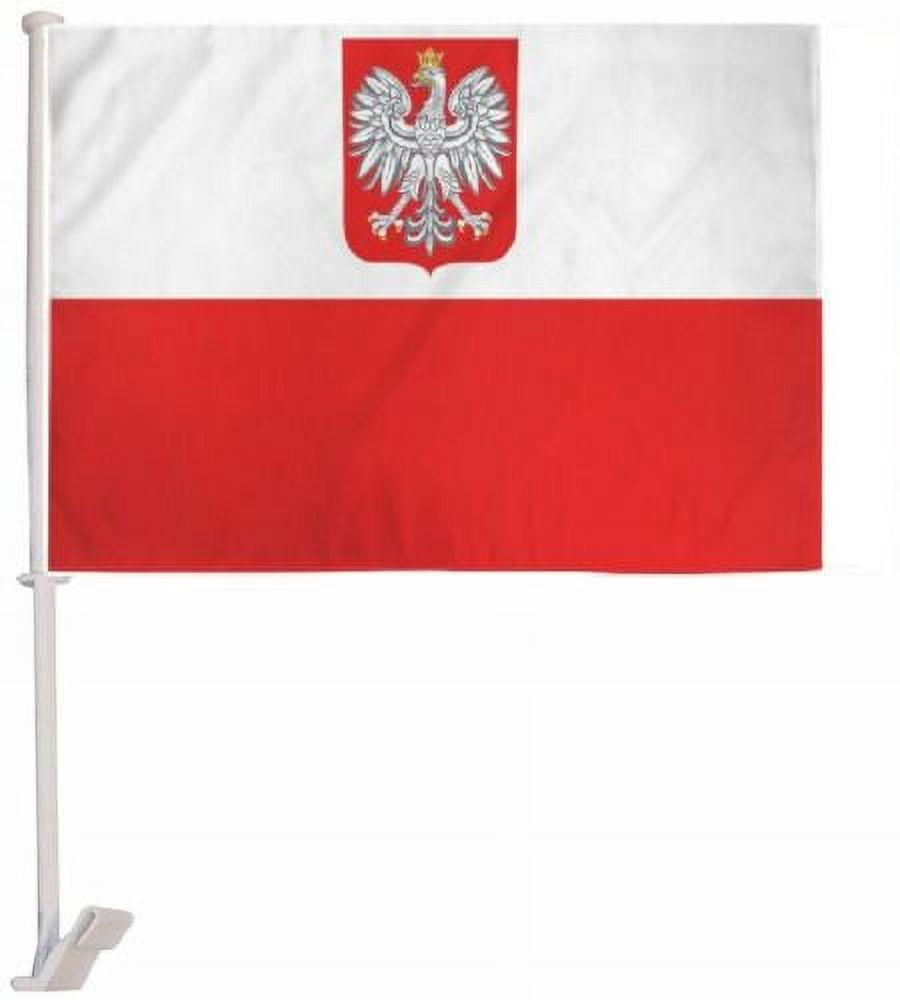 Polish Car Flag Poland Knitted Double Sided Polska Brand New Old Eagle ...