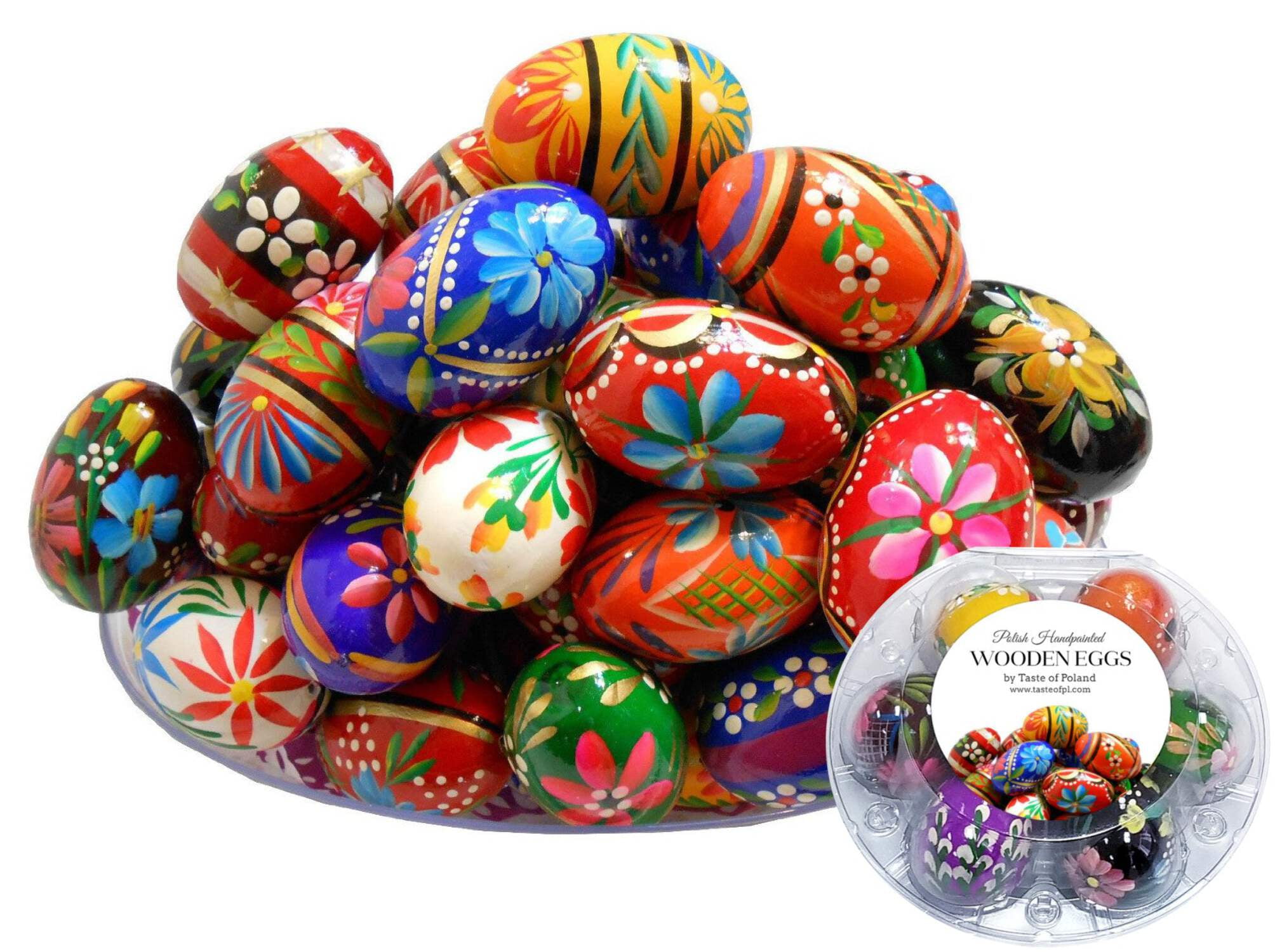 Polish Easter Handpainted Wooden Eggs (Pisanki), Set of 6 in Protective ...