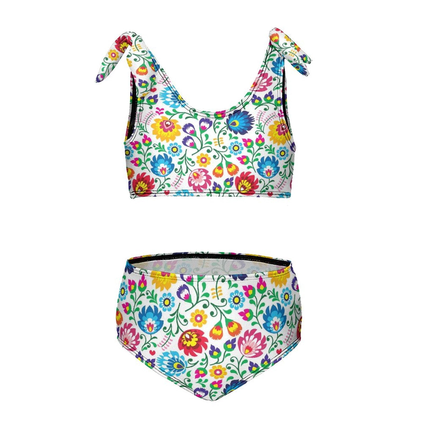 Polish Folk Art Floral Pattern Girl's 2 Piece Bikini Set Beach Sport ...