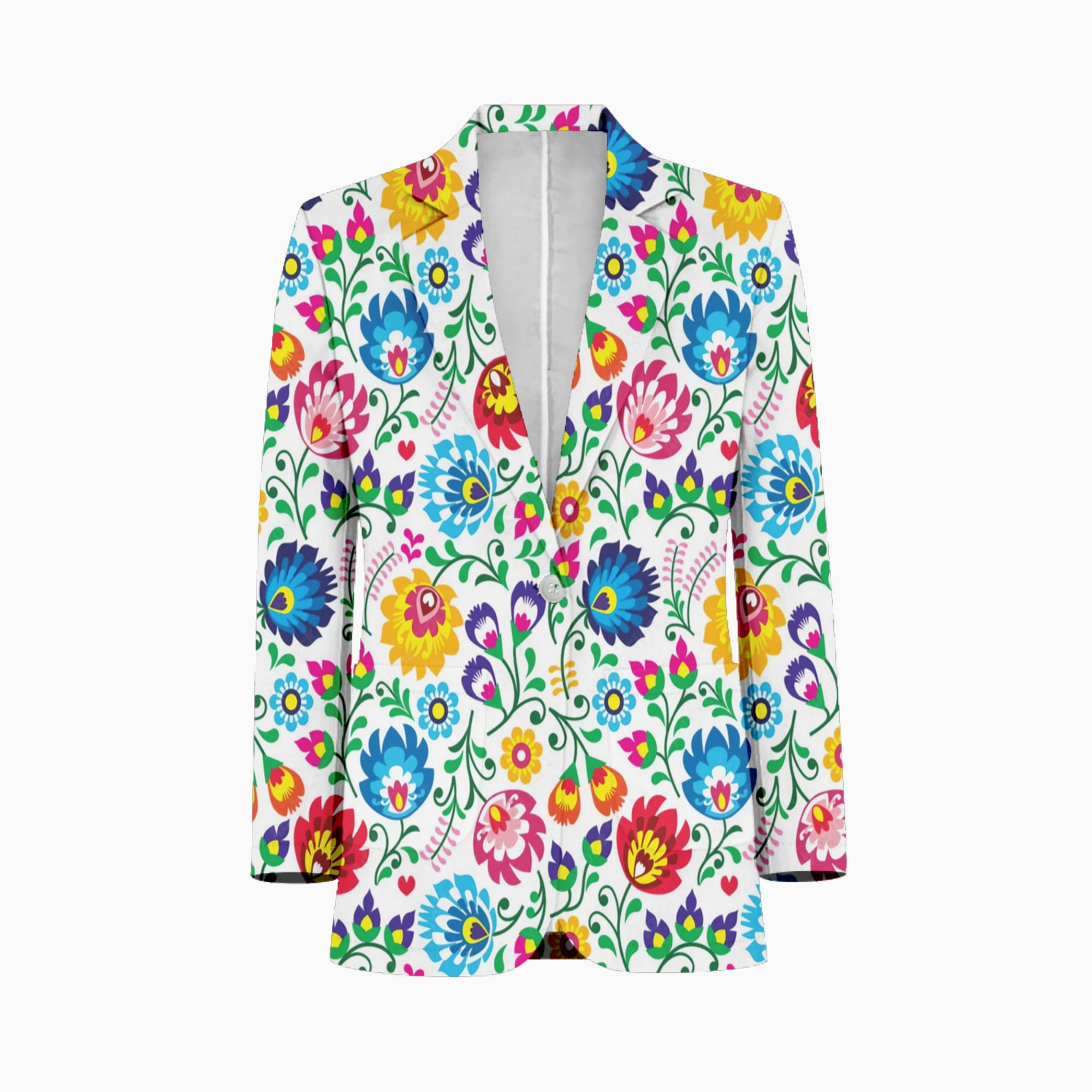 Polish Folk Art Floral Pattern Mens Suits Shawl Collar Slim Fit Suit ...