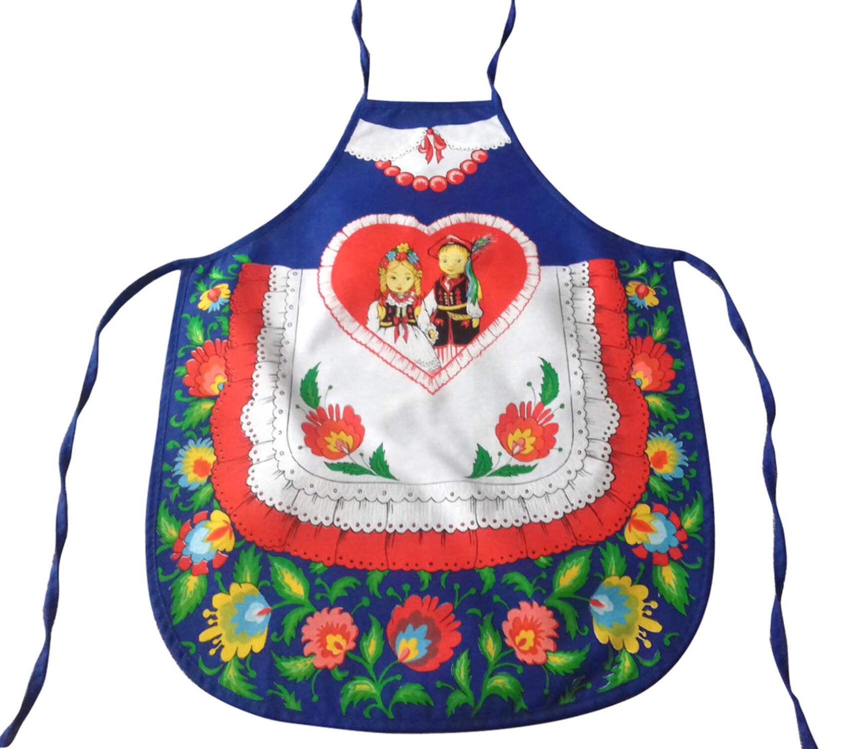 Polish Folk Art Lowicz Flowers Krakow Dancers Kids Kitchen Apron ...