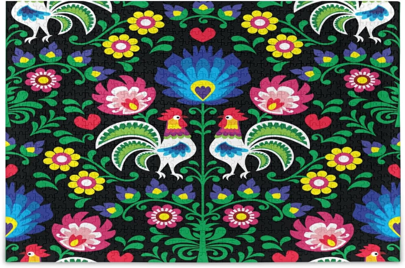 Polish Folk Art Roosters Jigsaw Puzzles for Adults 500 Pieces Fun ...