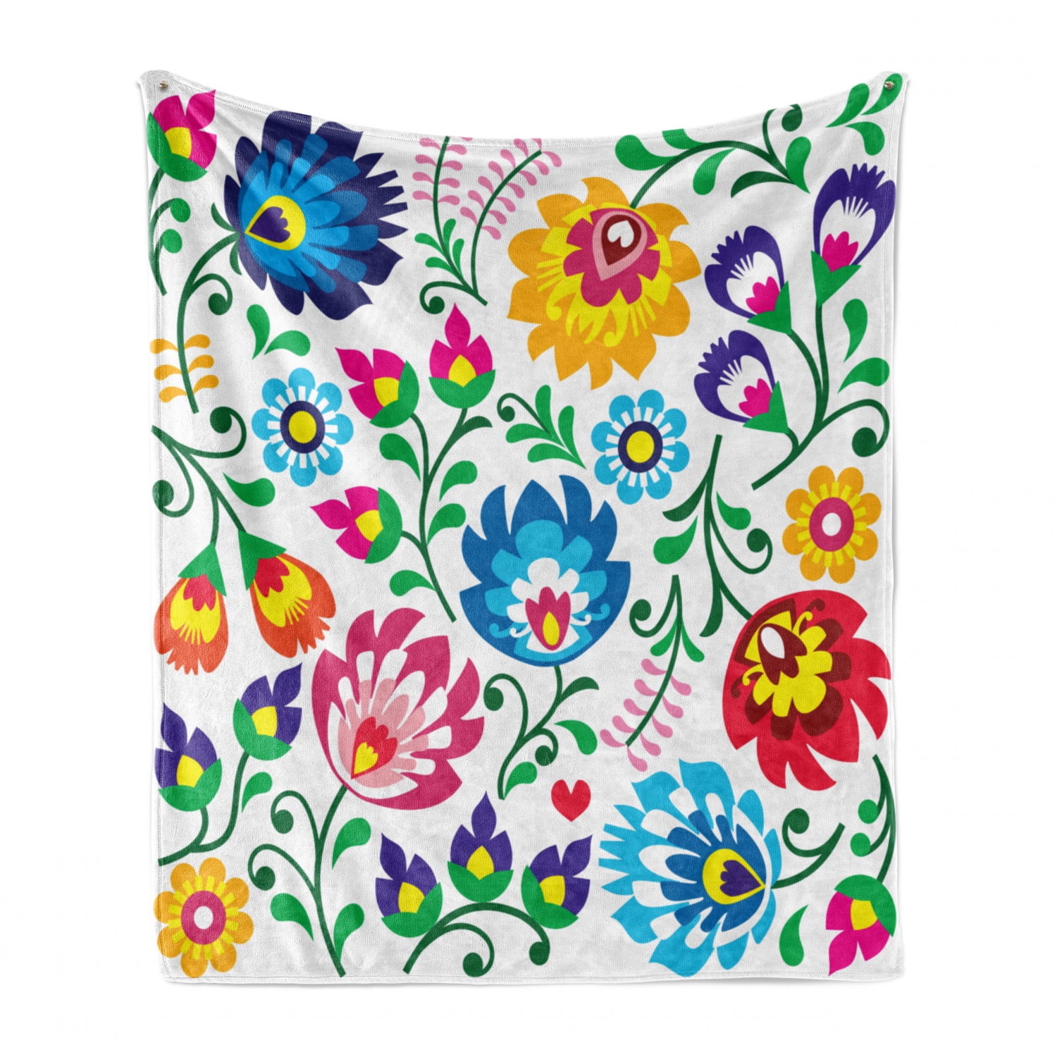 Polish Folk Art Soft Flannel Fleece Throw Blanket, European Floral ...