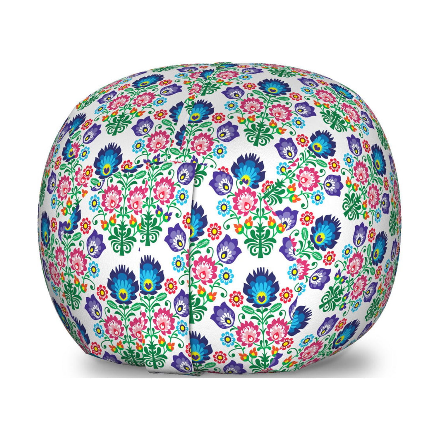 Polish Folk Art Storage Toy Bag Chair, Slavic Floral Motif Repetition ...