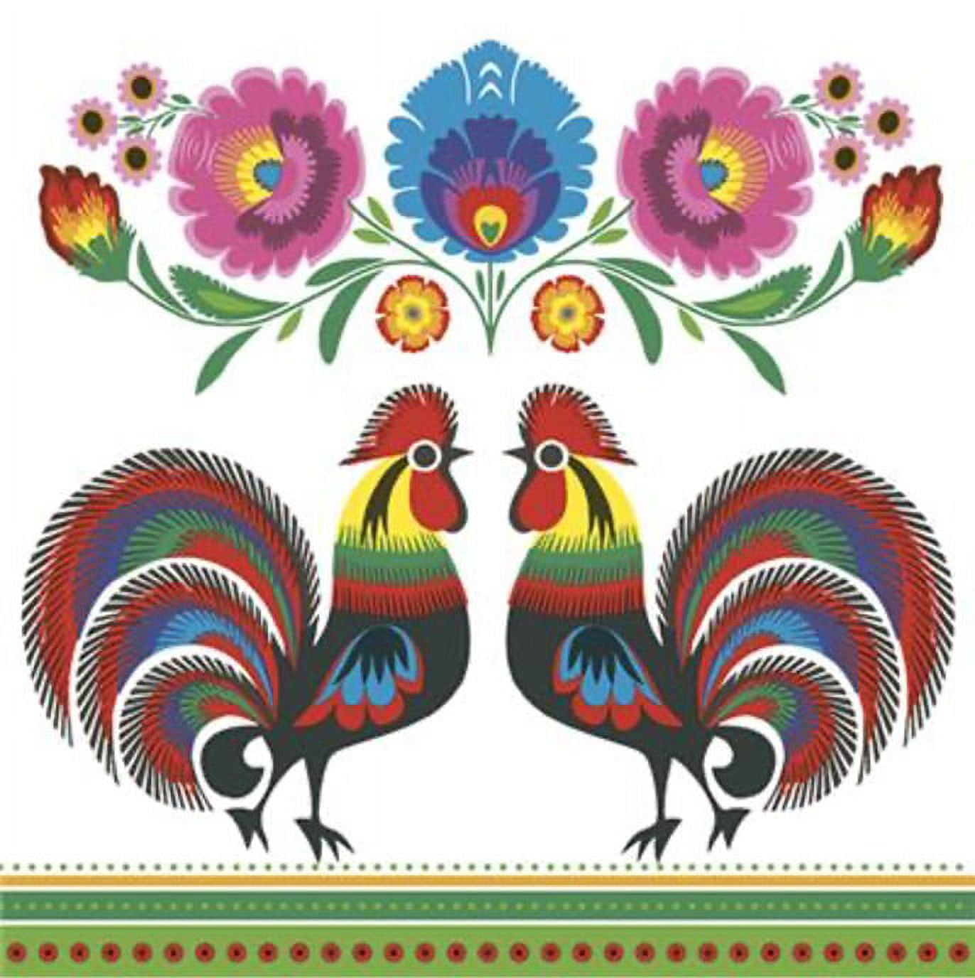 Polish Folk Napkins FOLK ROOSTER 40pcs Lunch Napkins, Disposable ...