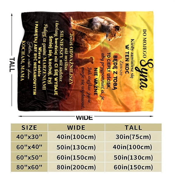 Polish Lion Themed Flannel Throw Blanket Heartfelt Mom’s Gift for Son ...