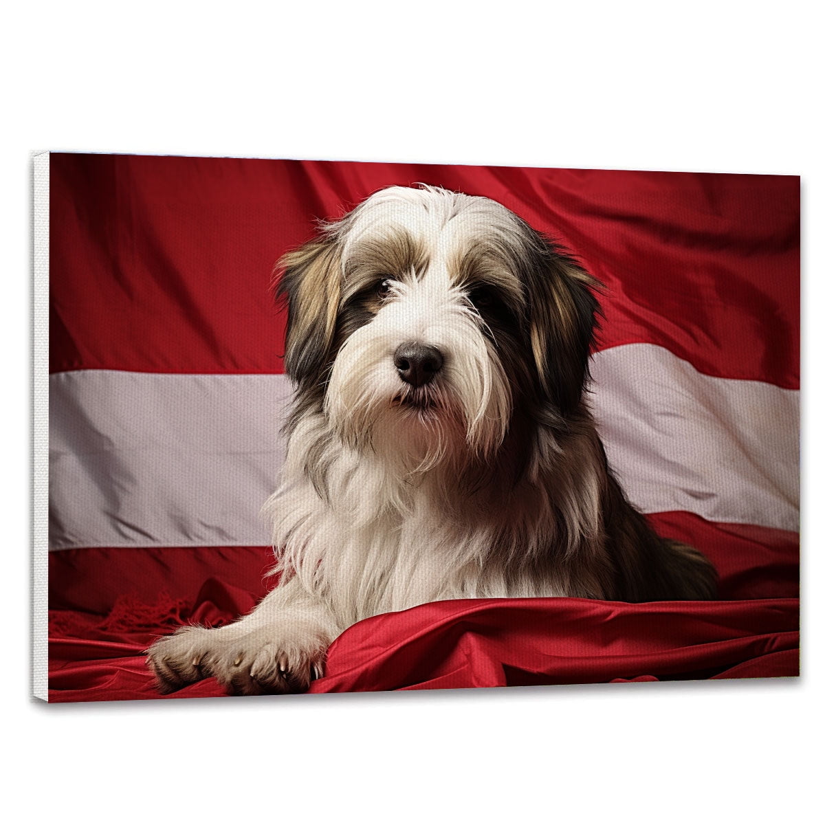 Polish Lowland Sheepdog Dog American Flag Canvas Poster Wall Art Dog Pictures for Wall Decor Red ...