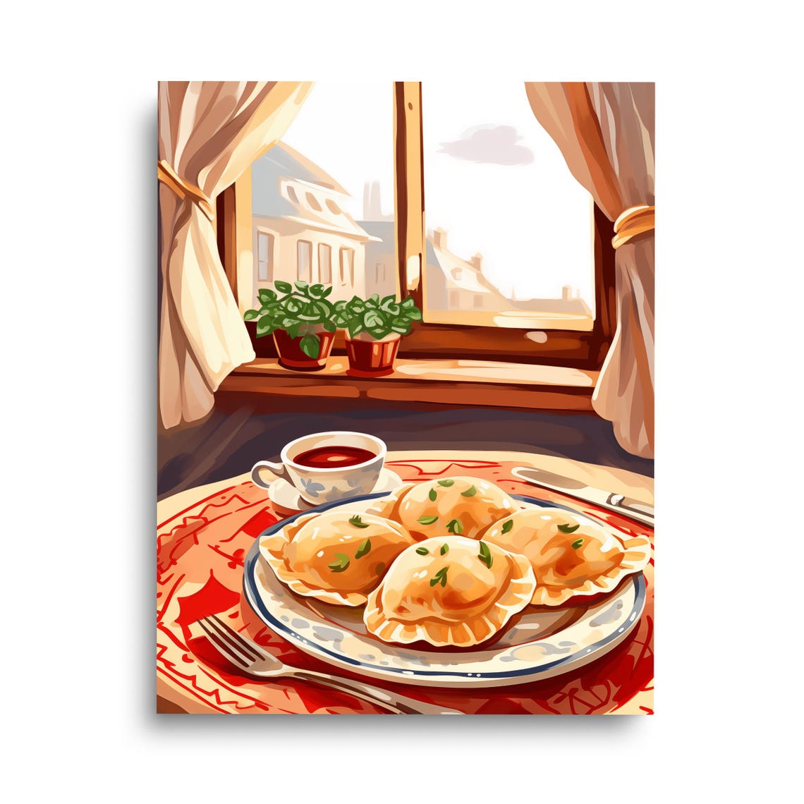 Polish Pierogi Print, Warsaw Kitchen Wall Art, Dumpling Poster, Eastern ...
