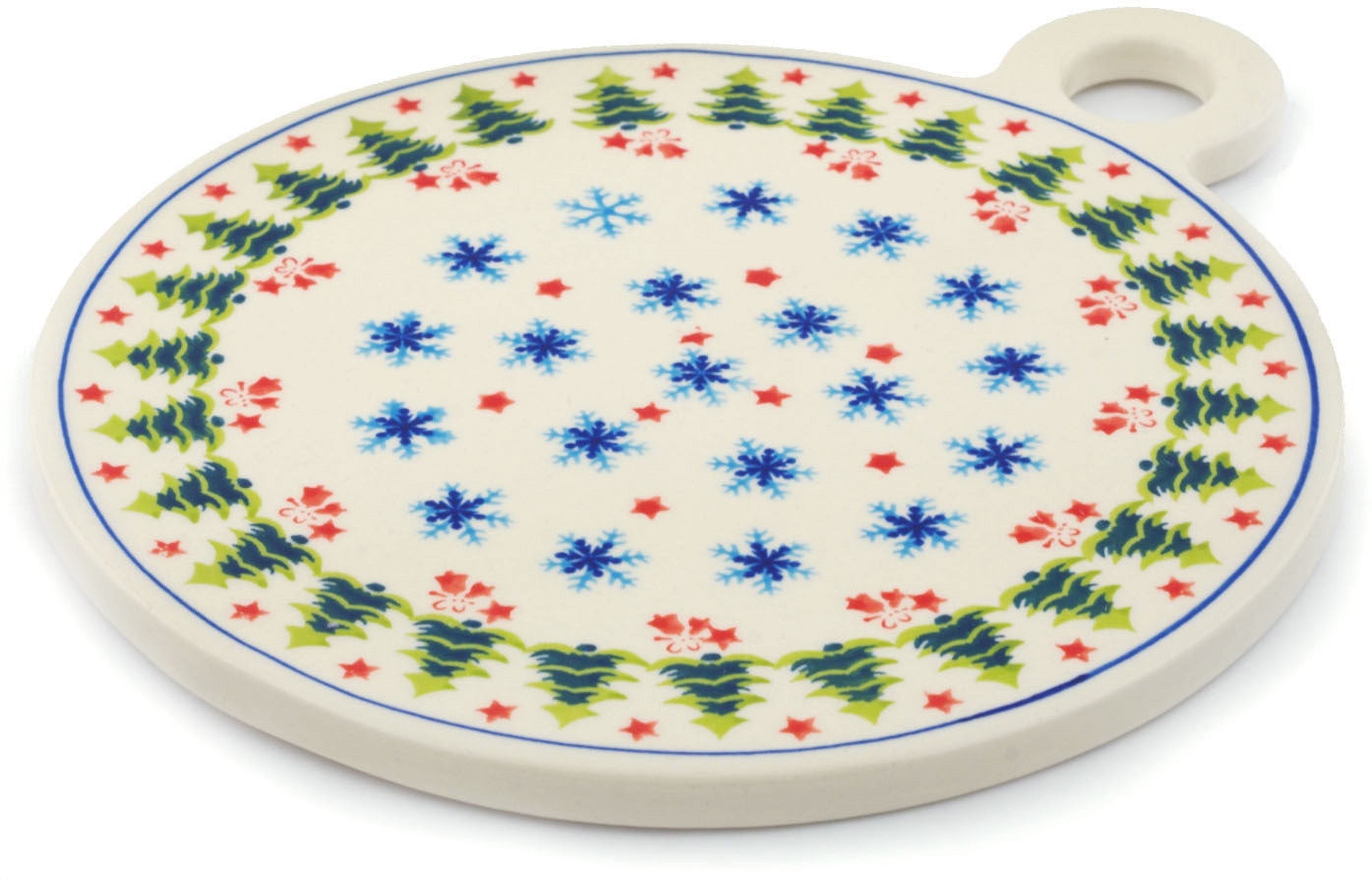 Polish Pottery 10¾-inch Cutting Board (Winter Land Theme) Hand Painted ...