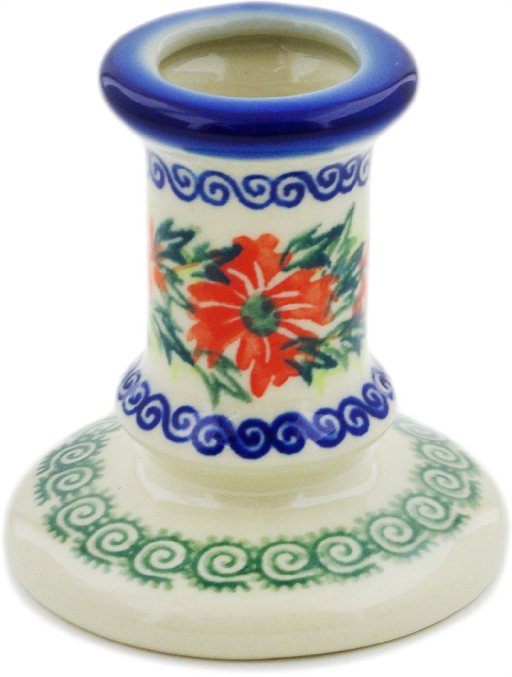 Polish Pottery 2½-inch Candle Holder (Ring Of Flowers Theme) Signature ...