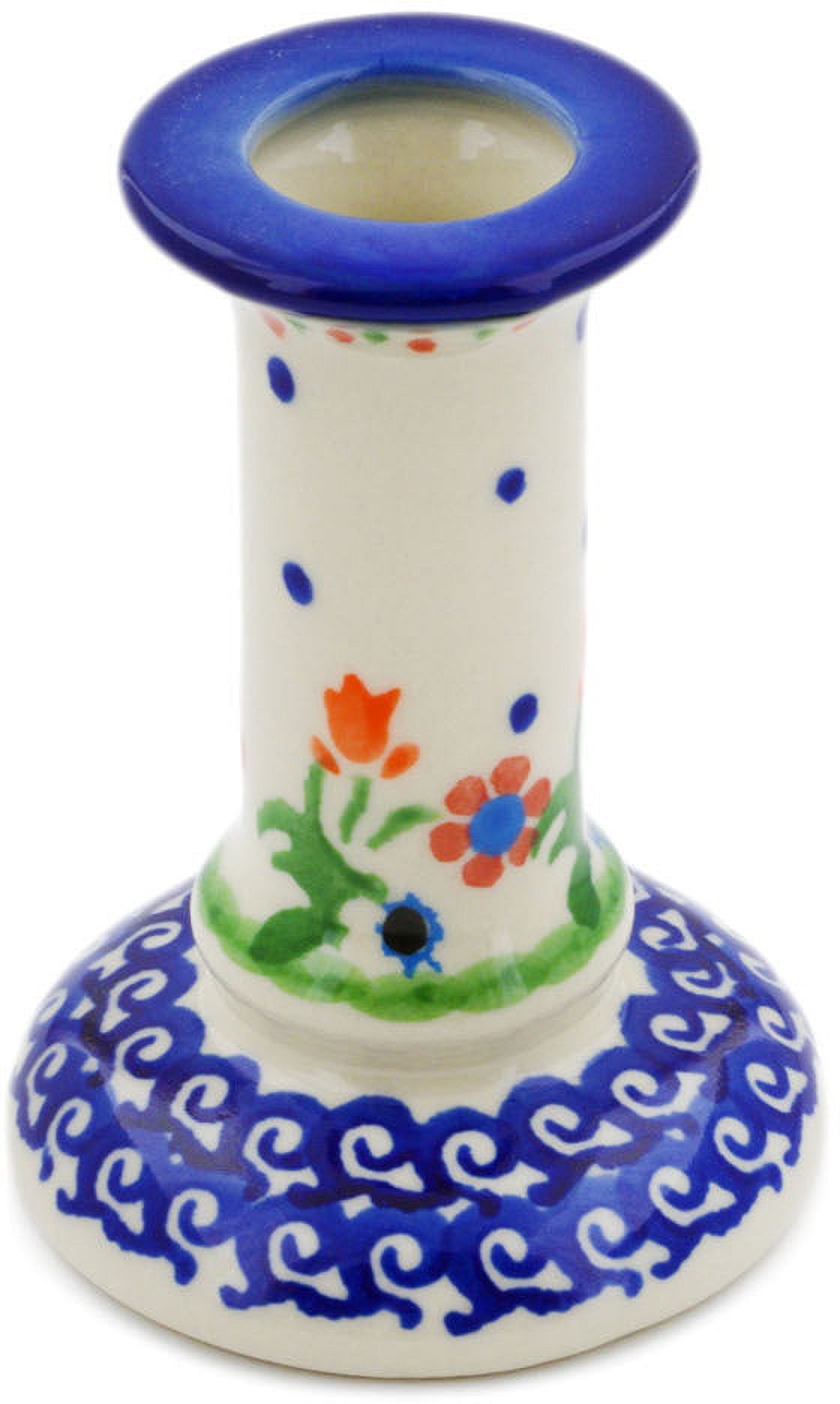 Polish Pottery 2¾-inch Candle Holder (Spring Flowers Theme) Hand ...