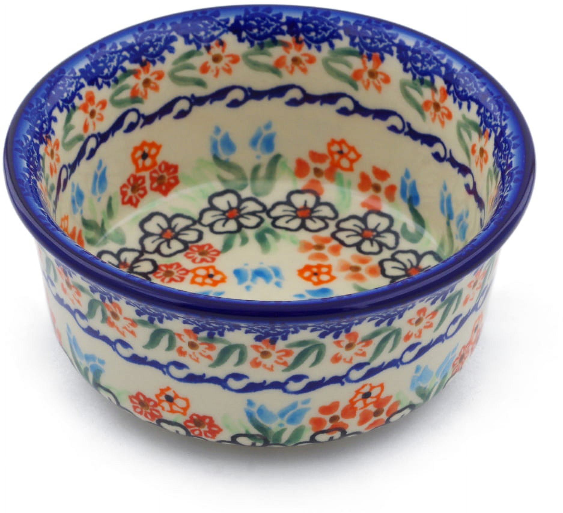 Polish Pottery 5¼-inch Bowl (Fanciful Ladybug Theme) Hand Painted in ...