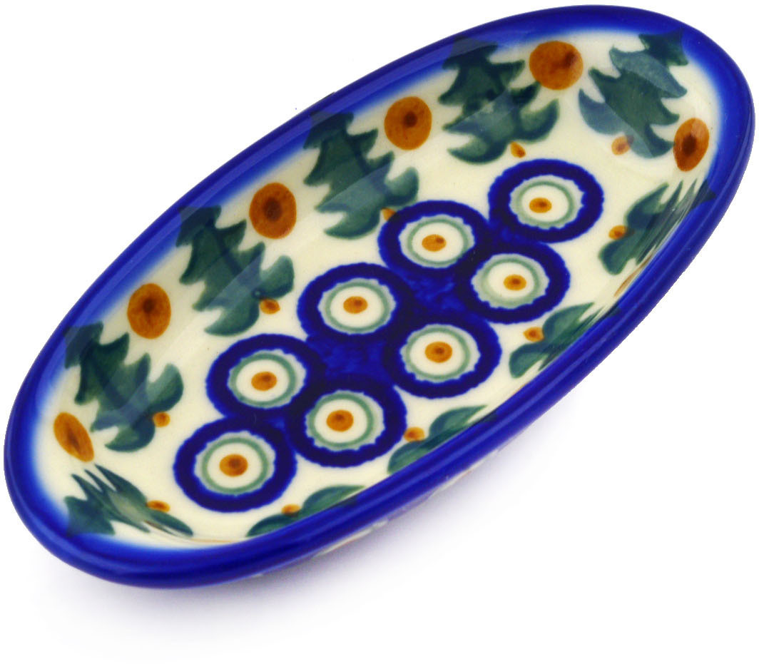 Polish Pottery 5½-inch Condiment Dish (Autumn Evergreen Theme) Hand ...