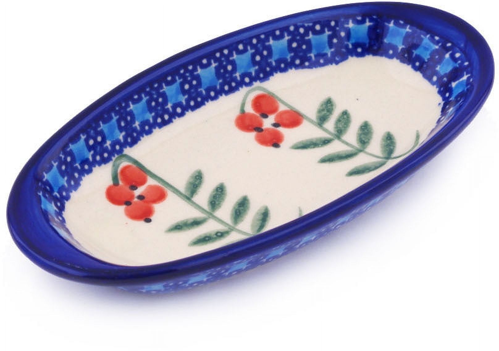 Polish Pottery 5½-inch Condiment Dish (Red Berries Theme) Hand Painted ...
