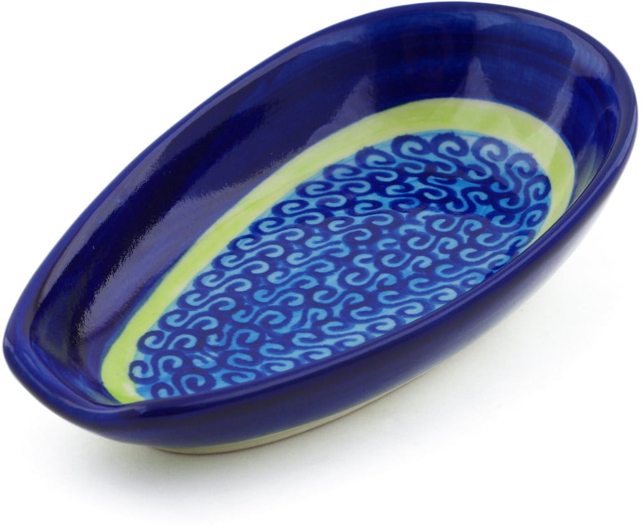 Polish Pottery 5¼-inch Spoon Rest (Midnight Eclipse Theme) Hand Painted ...