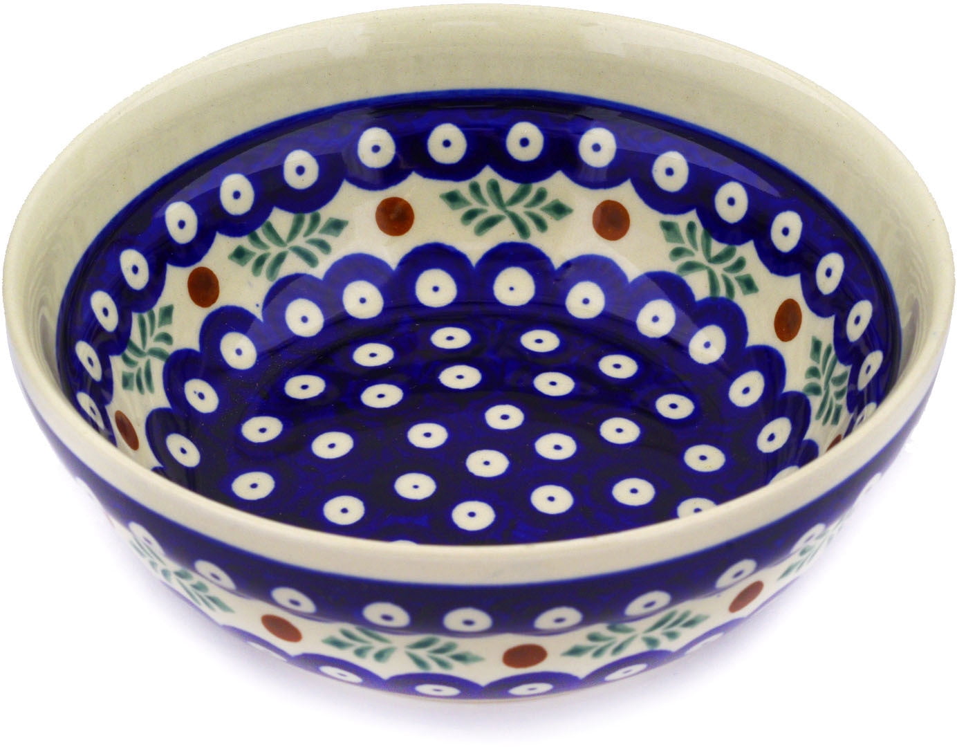 Polish Pottery 6½-inch Bowl (Peacock Hollies Theme) Hand Painted in ...