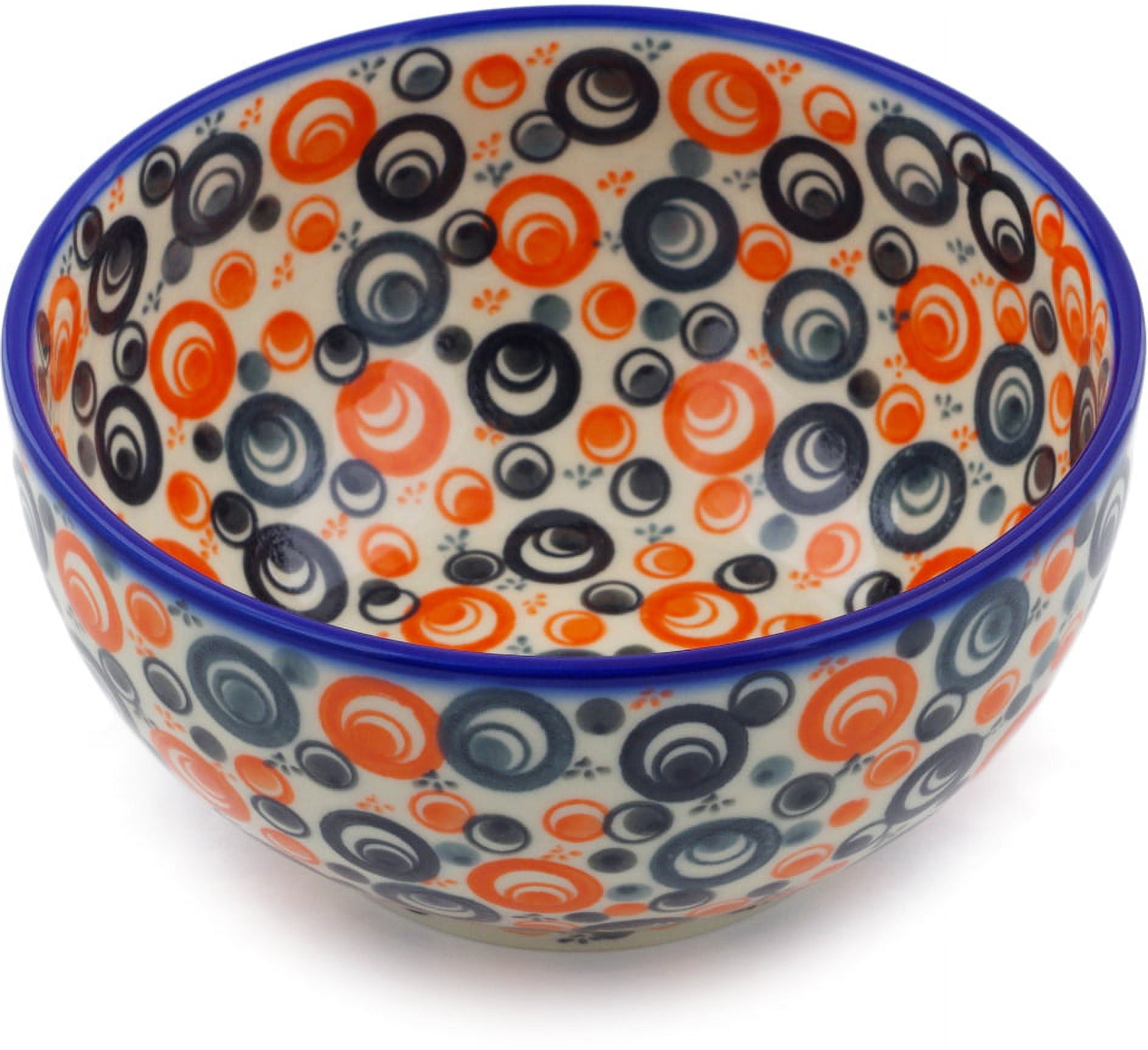 Polish Pottery 7½-inch Bowl (Red Peacock Eye Theme) Hand Painted in ...