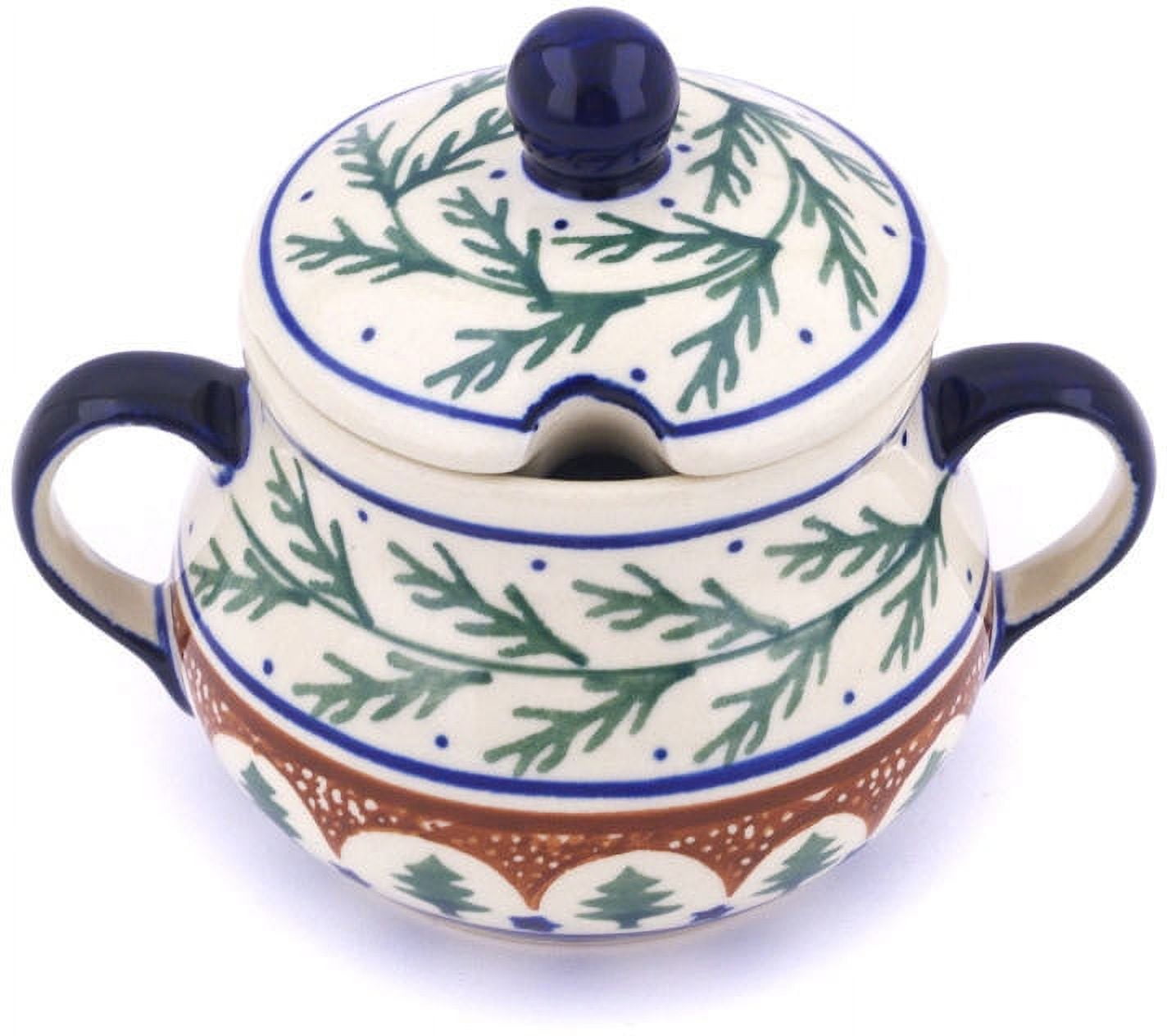 Polish Pottery 7 oz Sugar Bowl (Pine Boughs Theme) Hand Painted in ...