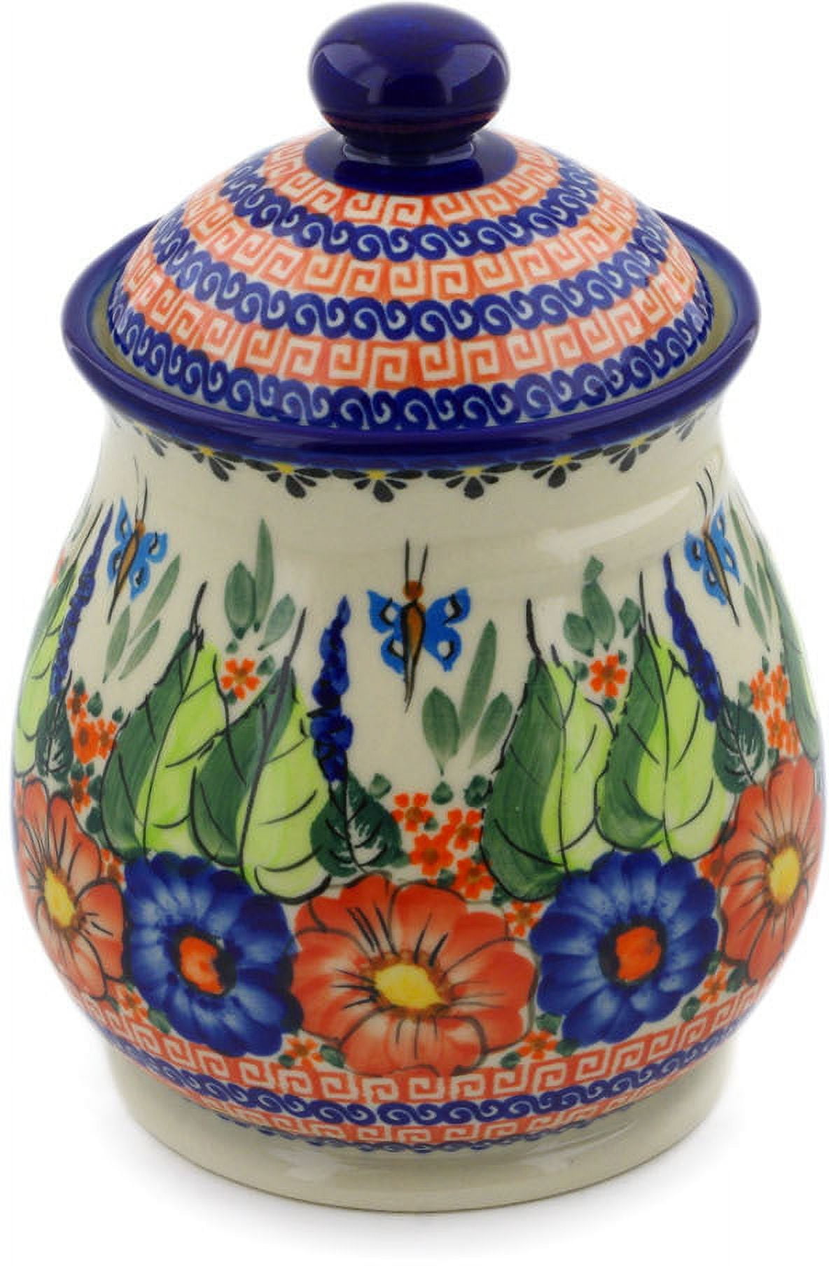 Polish Pottery 8-inch Jar with Lid (Spring Splendor Theme) Signature ...