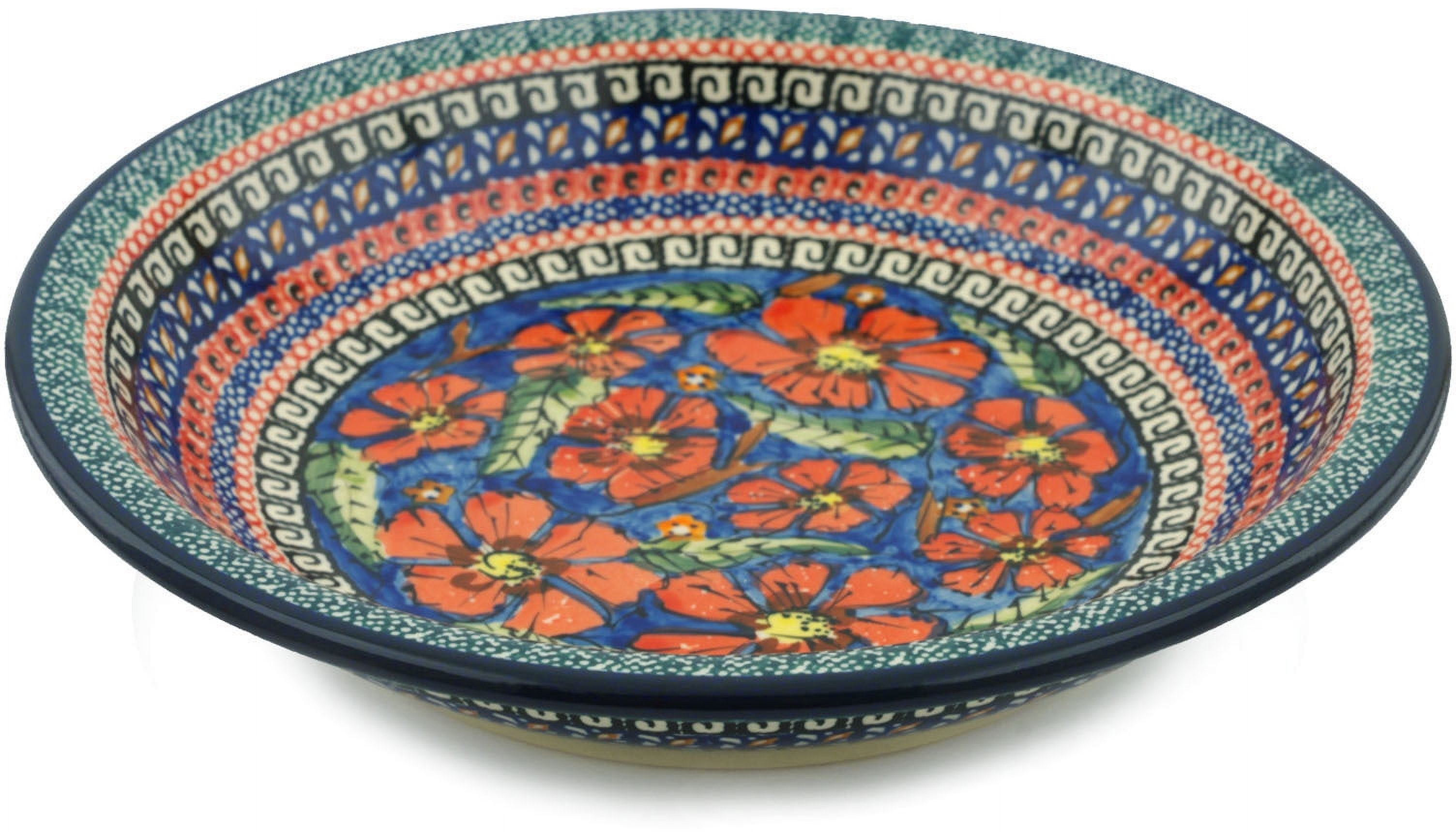Polish Pottery 9-inch Pasta Bowl (Poppies Theme) Signature UNIKAT Hand ...