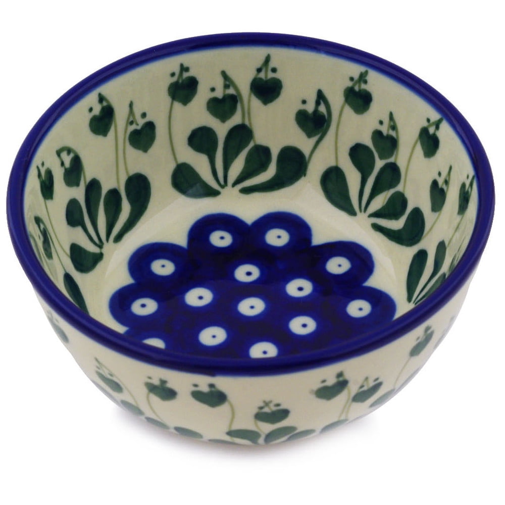 Polish Pottery Bowl 5-inch Polmedia Bleeding Heart Peacock Theme Hand ...