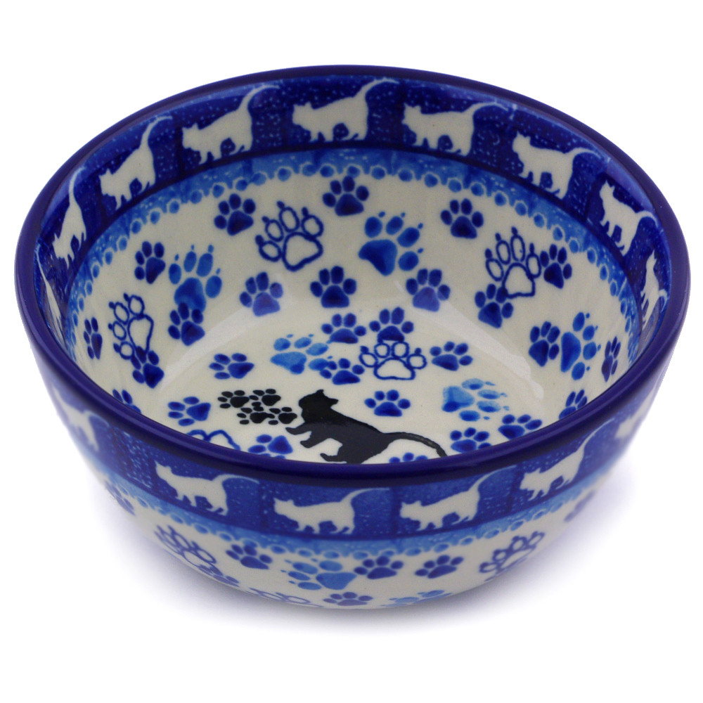 Polish Pottery Bowl 5-inch Polmedia Boo Boo Kitty Paws Theme Hand ...
