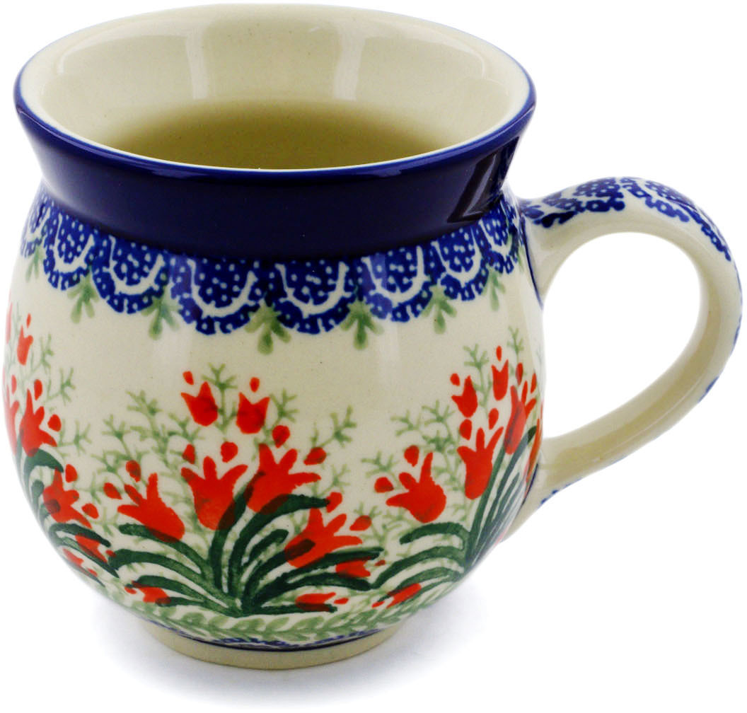 Polish Pottery Bubble Mug 12oz Polmedia Crimson Bells Theme Hand ...