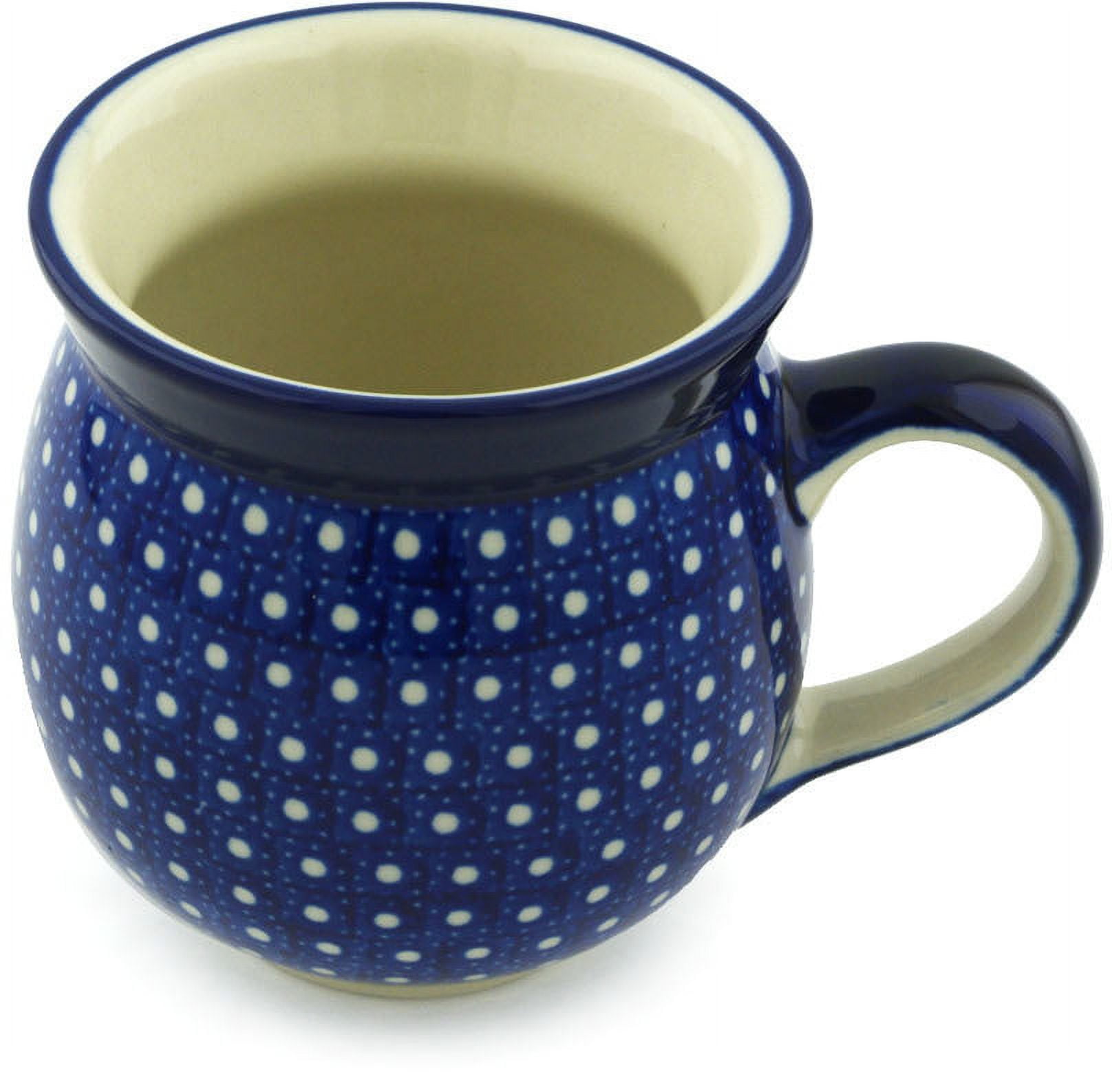 Polish Pottery Bubble Mug 12oz Polmedia White Polka Dot Theme UNIKAT ...
