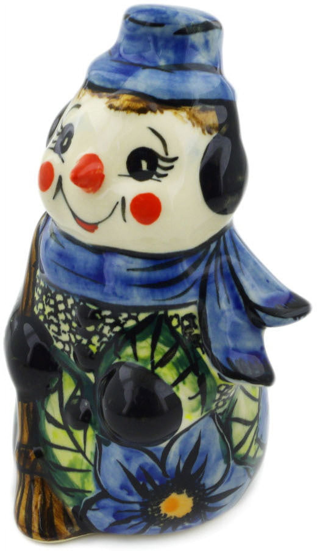 Polish Pottery Snowman Figurine (Midnight Glow Theme) Signature UNIKAT ...