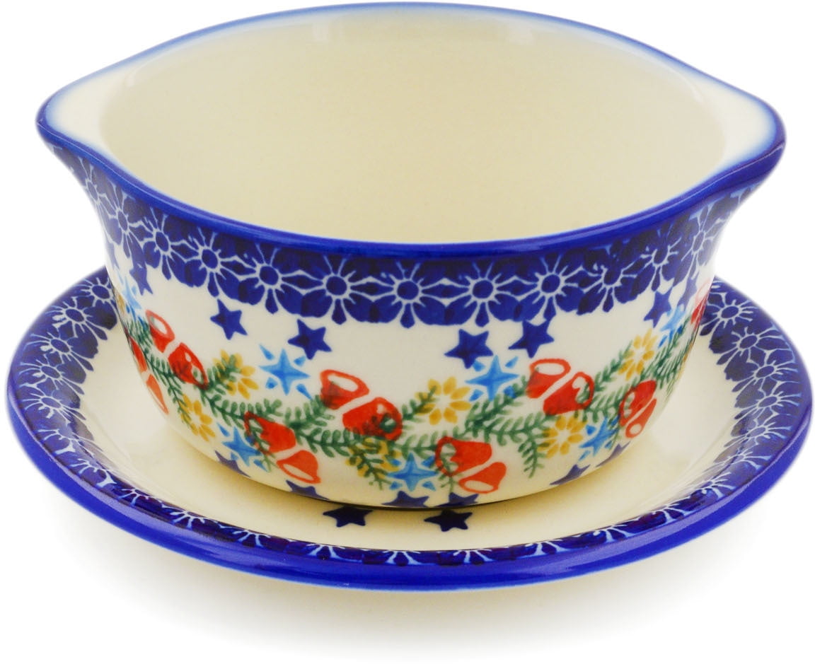 Polish Pottery Bouillon Cup with Saucer Polmedia Wreath Of Bealls Theme ...