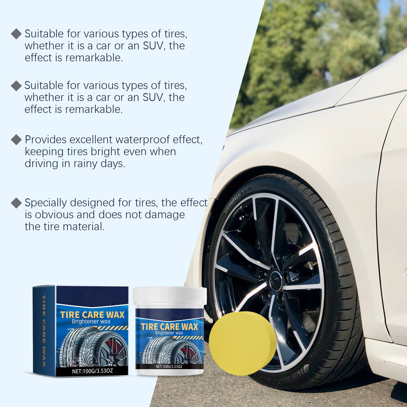 Polish Tire Paste - Tire Polish Coating Paste for Car, Multipurpose ...