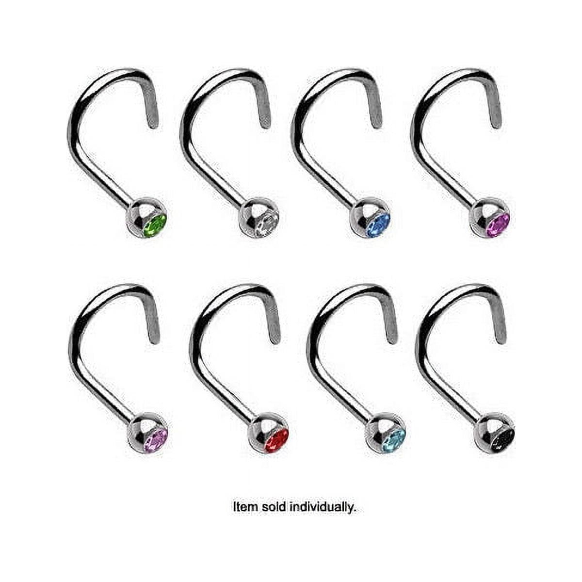 Polish Titanium Nose Screw with Press Fit Gem 18G 2mm jewel - Walmart.com