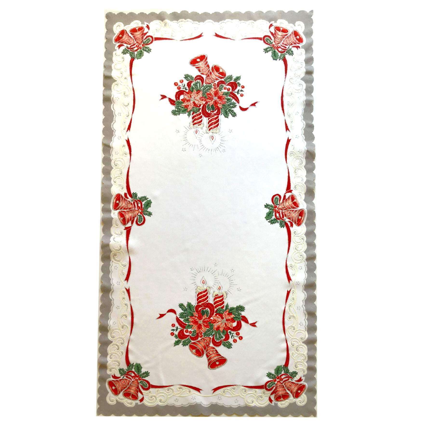 Polish Two-toned Christmas Table Cover (Gray, Table Runner 20"x39 ...