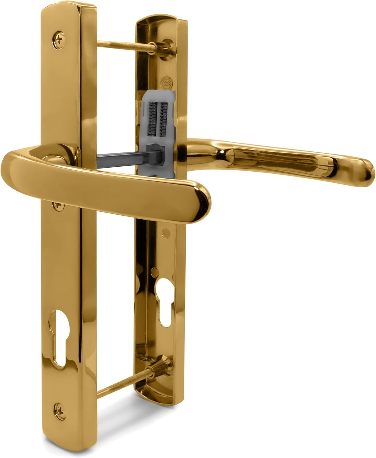 Polished Brass UPVC Door Handle Pair Set, 92mm PZ (Centres), Sprung ...