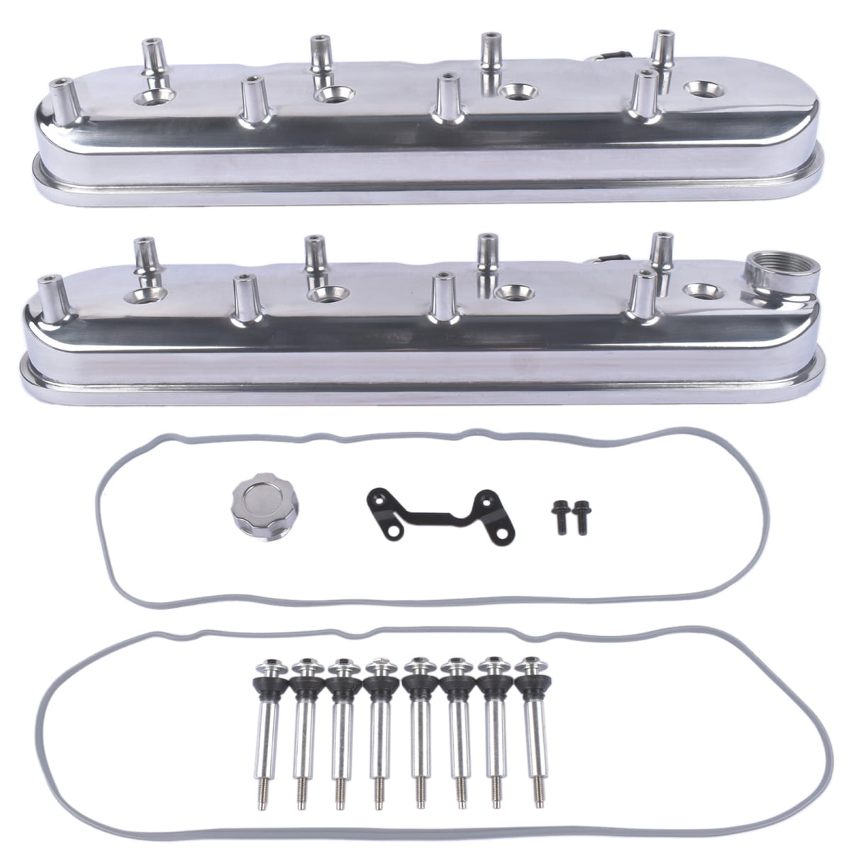 Polished Cast Aluminum Tall Valve Covers with Coil Mounts for GM LS LS1 ...