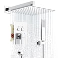 Polished Chrome Complete Shower System Set with 12" Rainfall Shower ...