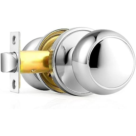 Polished Chrome Passage Door Knob, Interior Door Lock for Hallway ...