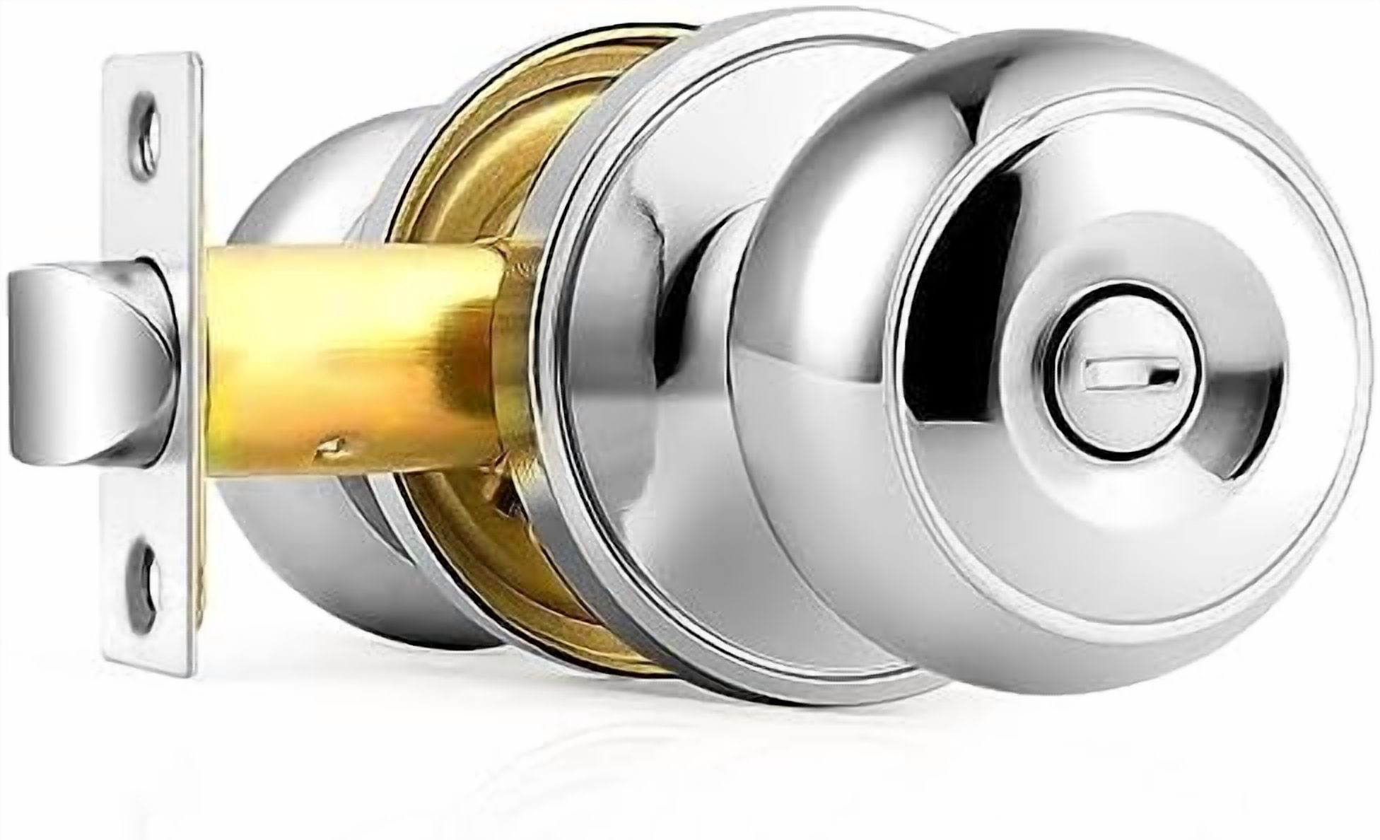 Polished Chrome Privacy Door Knob, Interior Door Lock for Bathroom ...